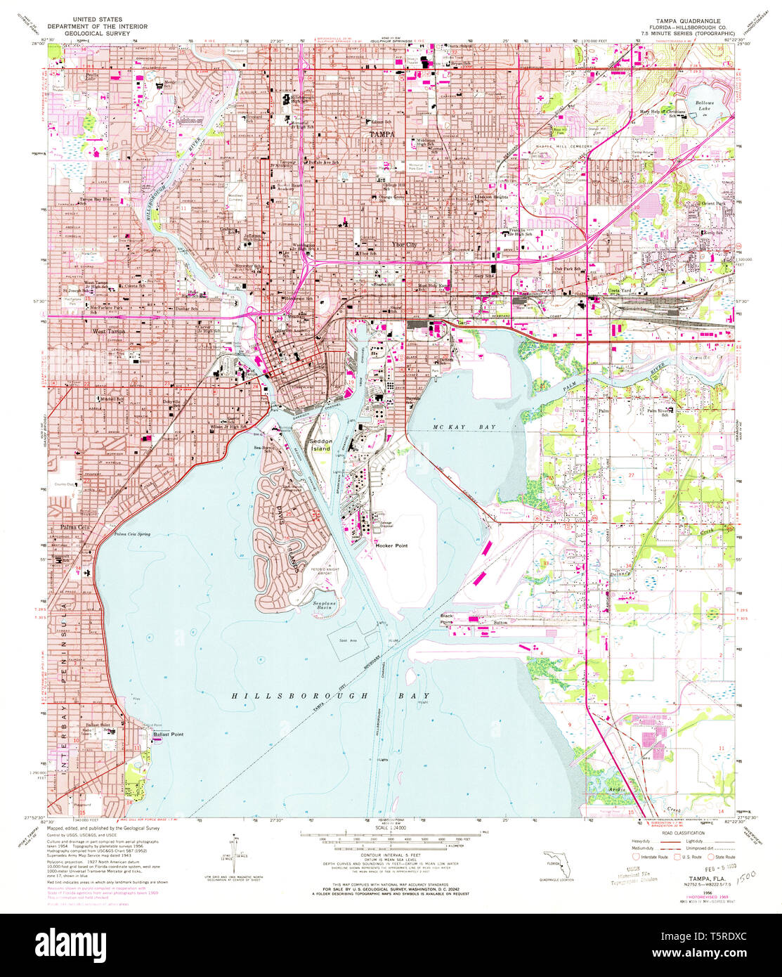 USGS TOPO Map Florida FL Tampa 348784 1956 24000 Restoration Stock ...