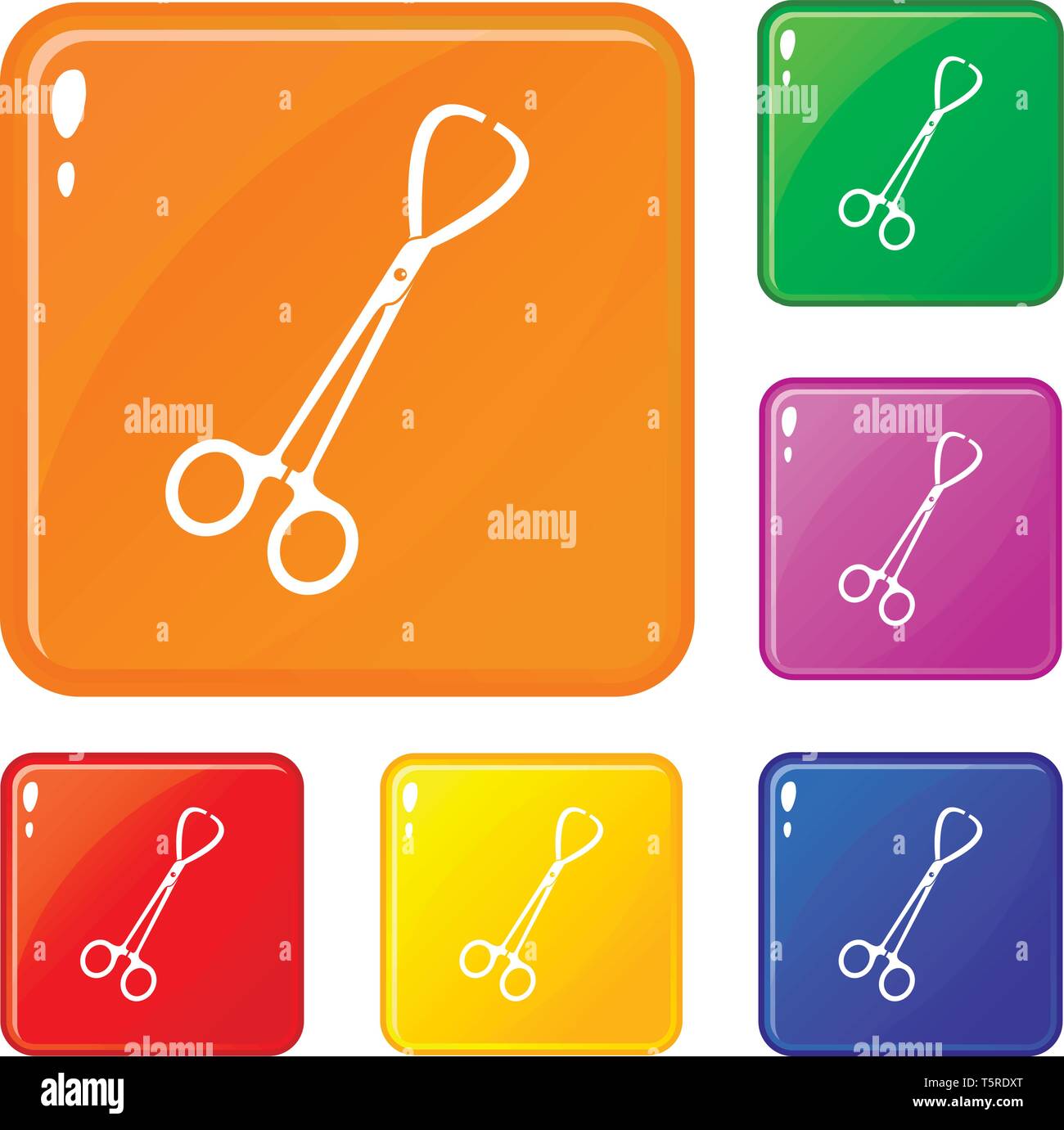 Pair of stainless steel surgical forceps icons set vector color Stock ...