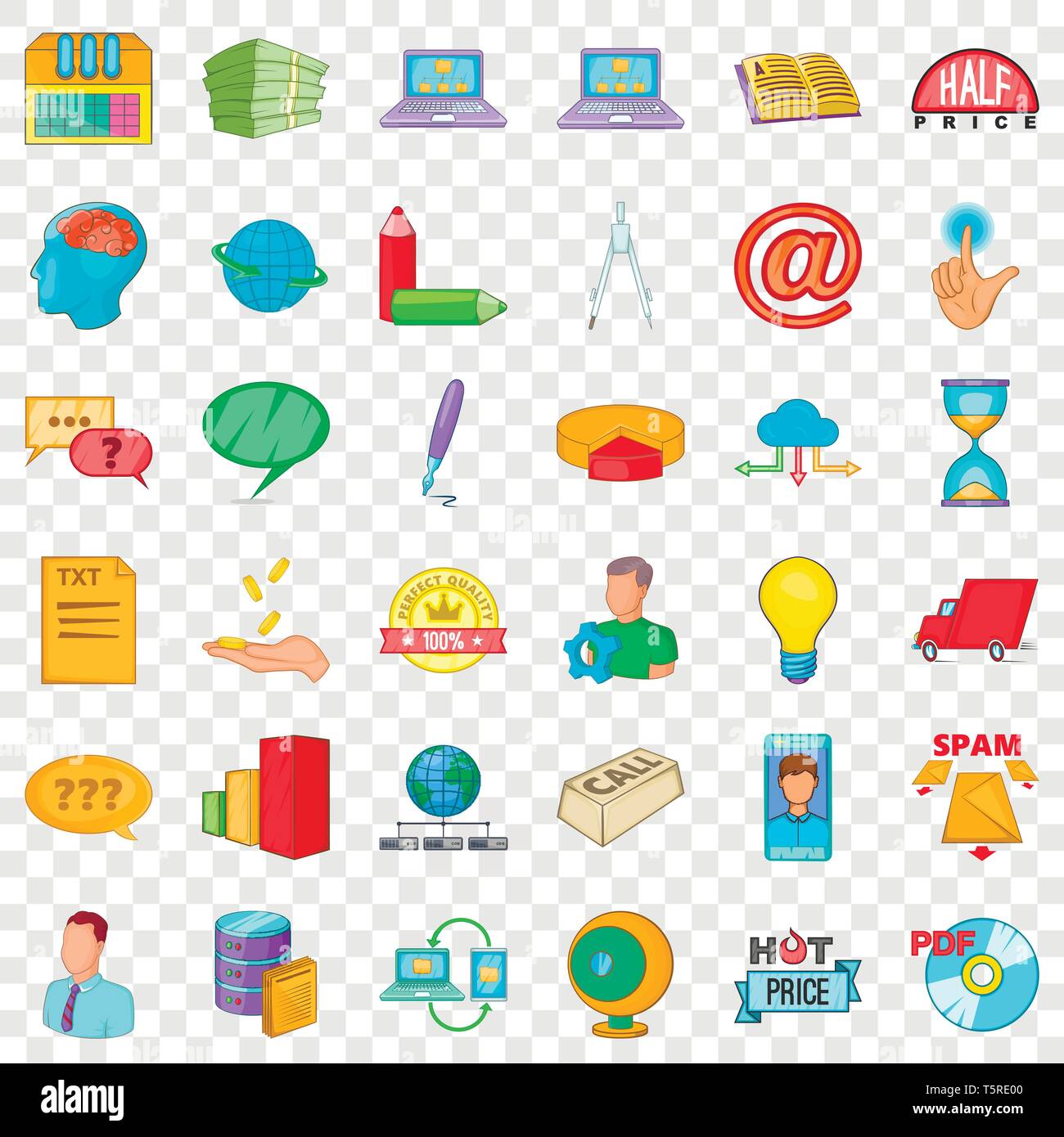 Digital working icons set, cartoon style Stock Vector Image & Art - Alamy
