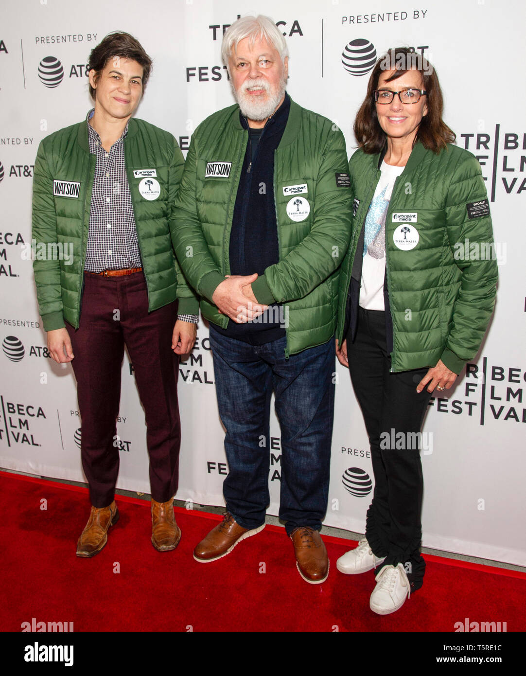 New York, NY - April 25, 2019: Producer Louise Runge, Paul Watson and ...