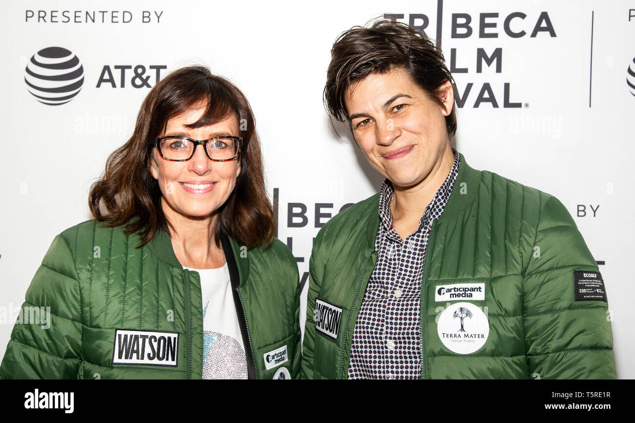 New York, NY - April 25, 2019: Director Lesley Chilcott and producer ...
