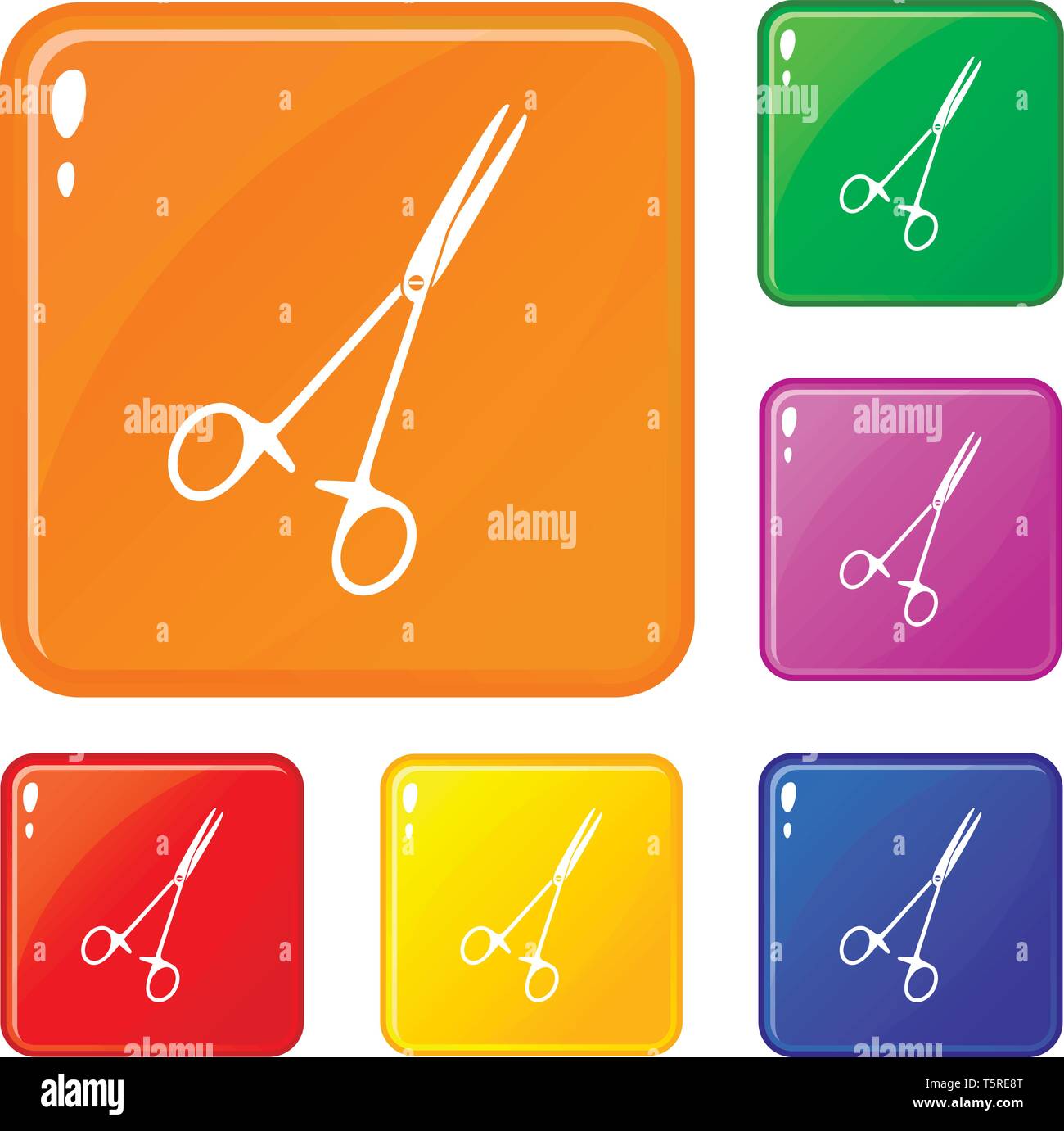 Medical clamp scissors icons set vector color Stock Vector Image & Art ...