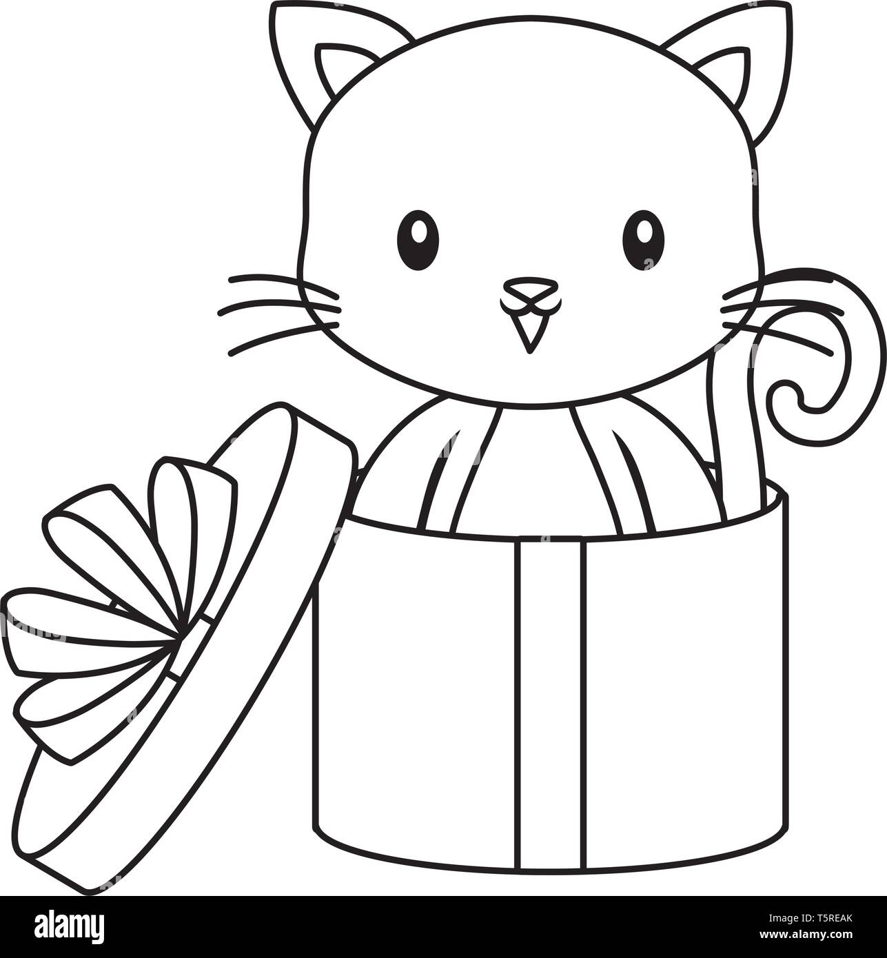 cute cat animal in gift box vector illustration design Stock Vector ...
