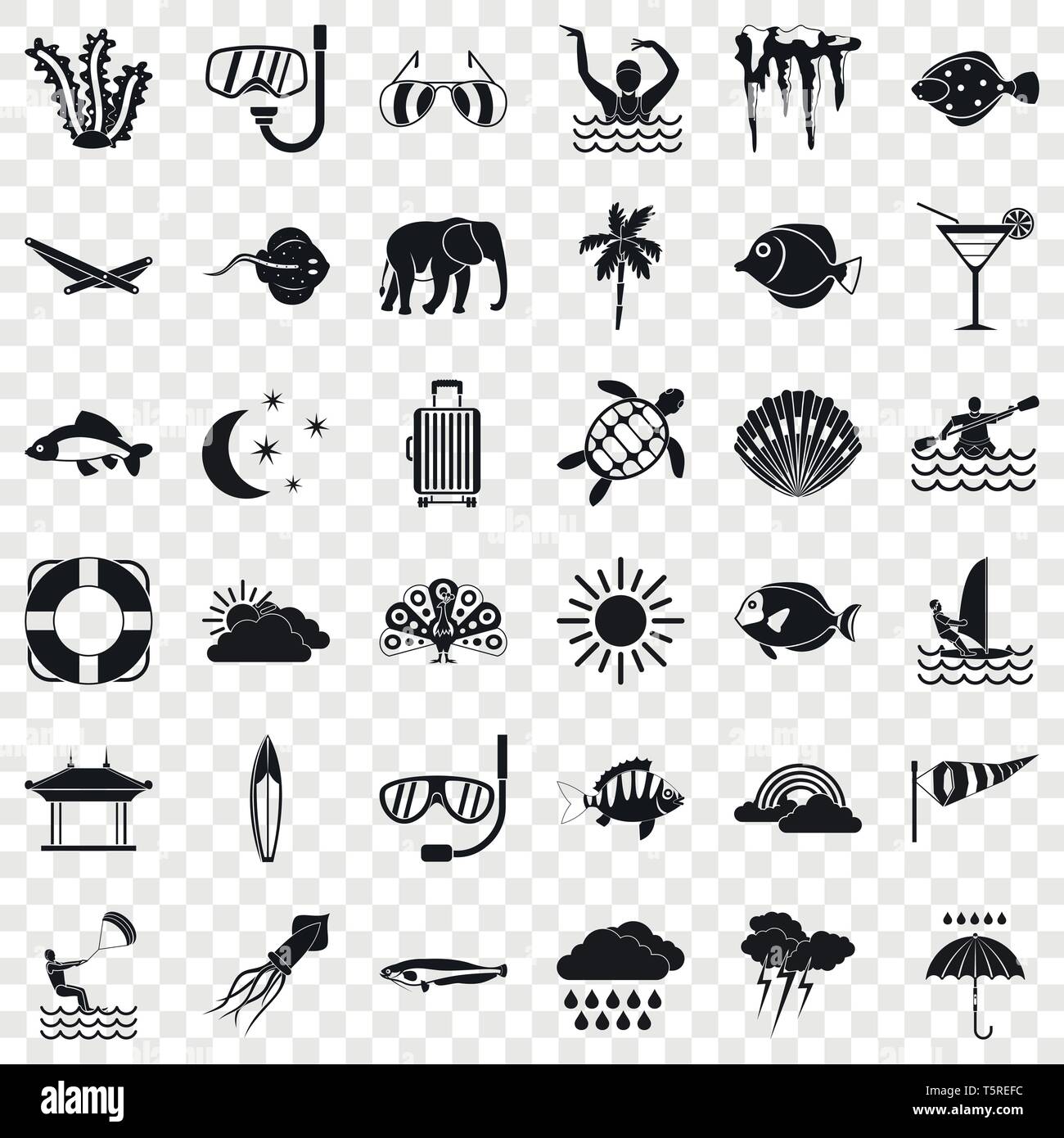 Diving in water icons set, simple style Stock Vector Image & Art - Alamy