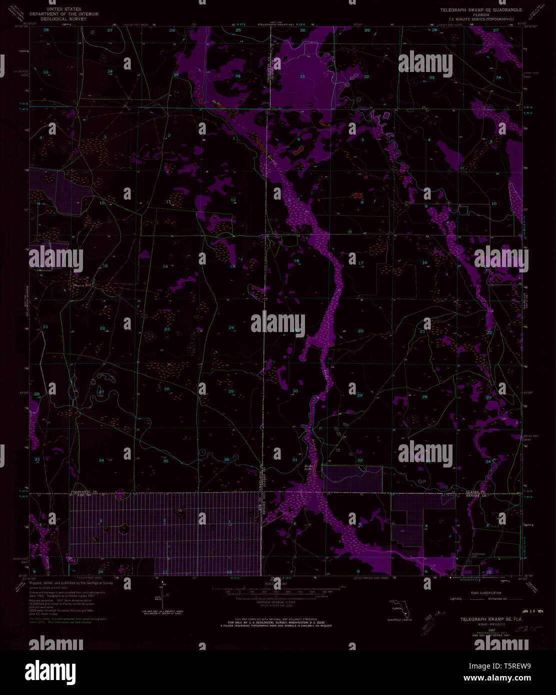 USGS TOPO Map Florida FL Telegraph Swamp SE 348839 1957 24000 Inverted ...