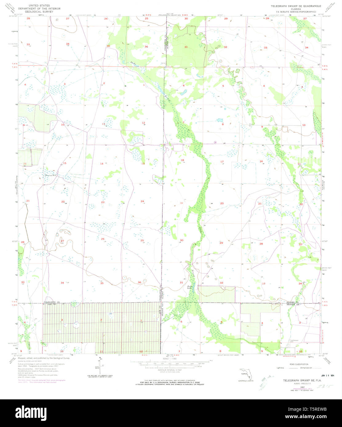 USGS TOPO Map Florida FL Telegraph Swamp SE 348839 1957 24000 ...