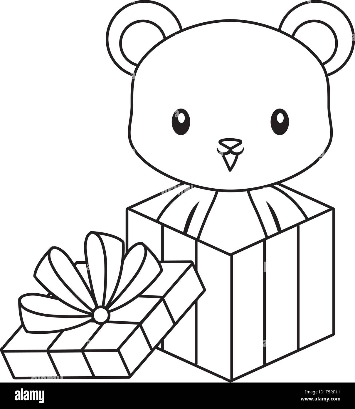 cute bear animal in gift box vector illustration design Stock Vector ...