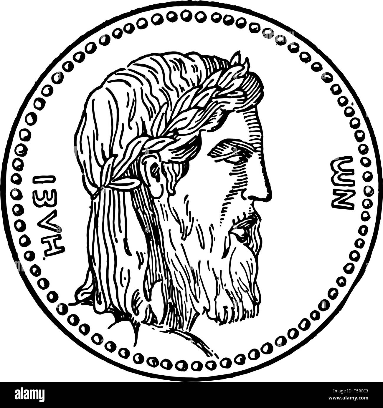 An image of a Greek costume, vintage line drawing or engraving ...