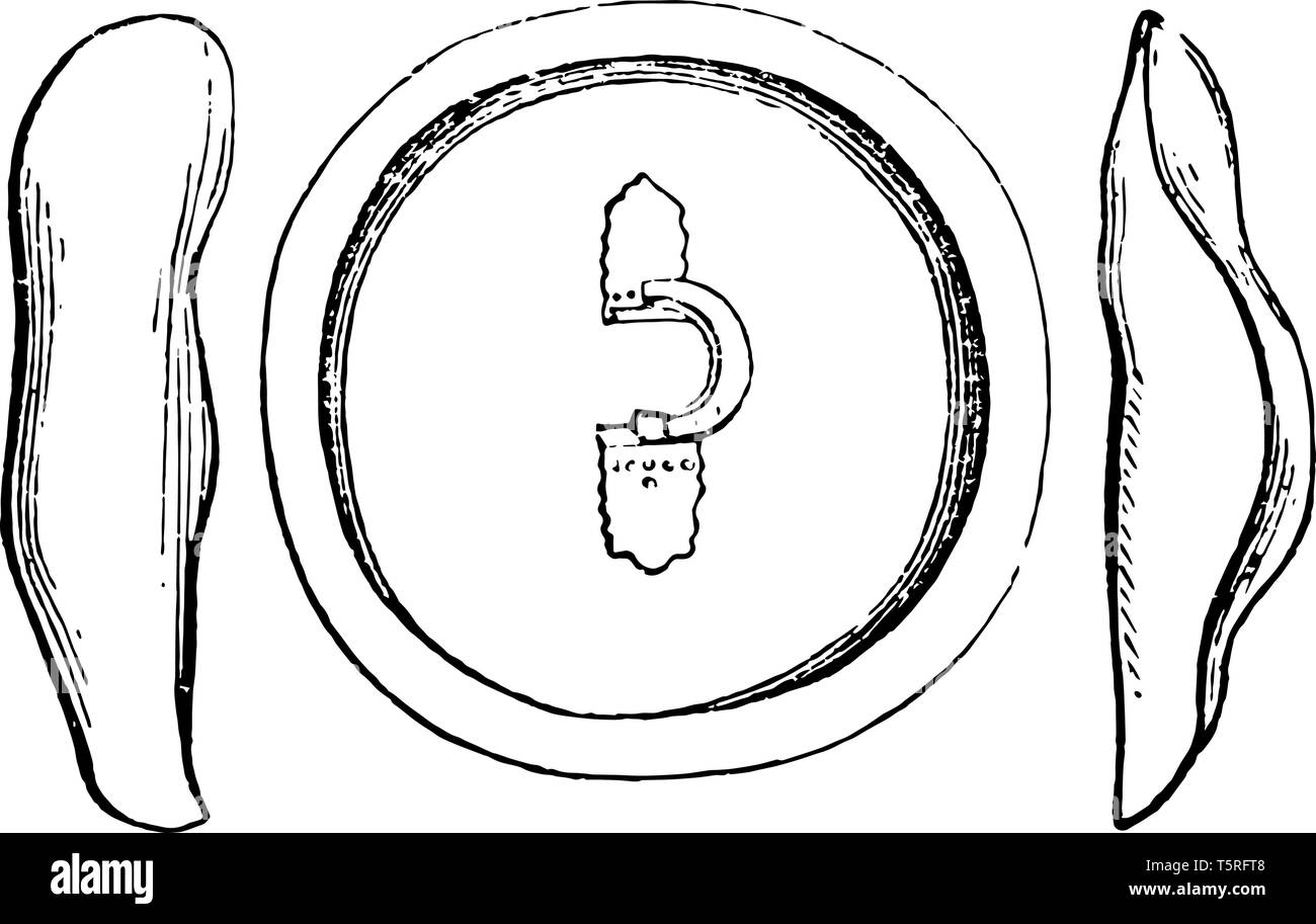 The interior of the Greaves and shield used in Ancient Greece, vintage ...