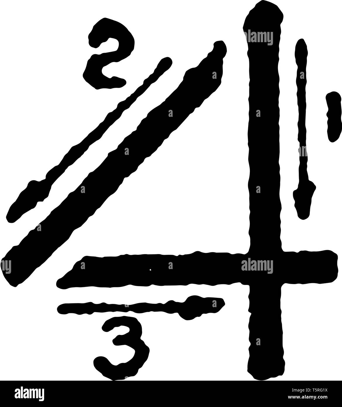 This is a picture of stroke technique for writing number 4 in ...