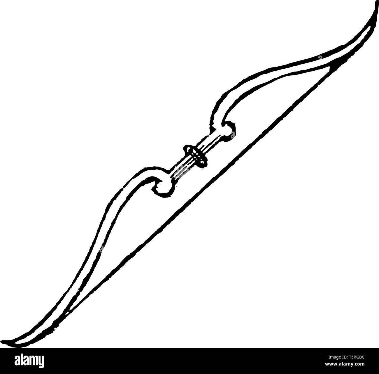 Bow is a weapon by means of which an arrow is propelled, vintage line ...