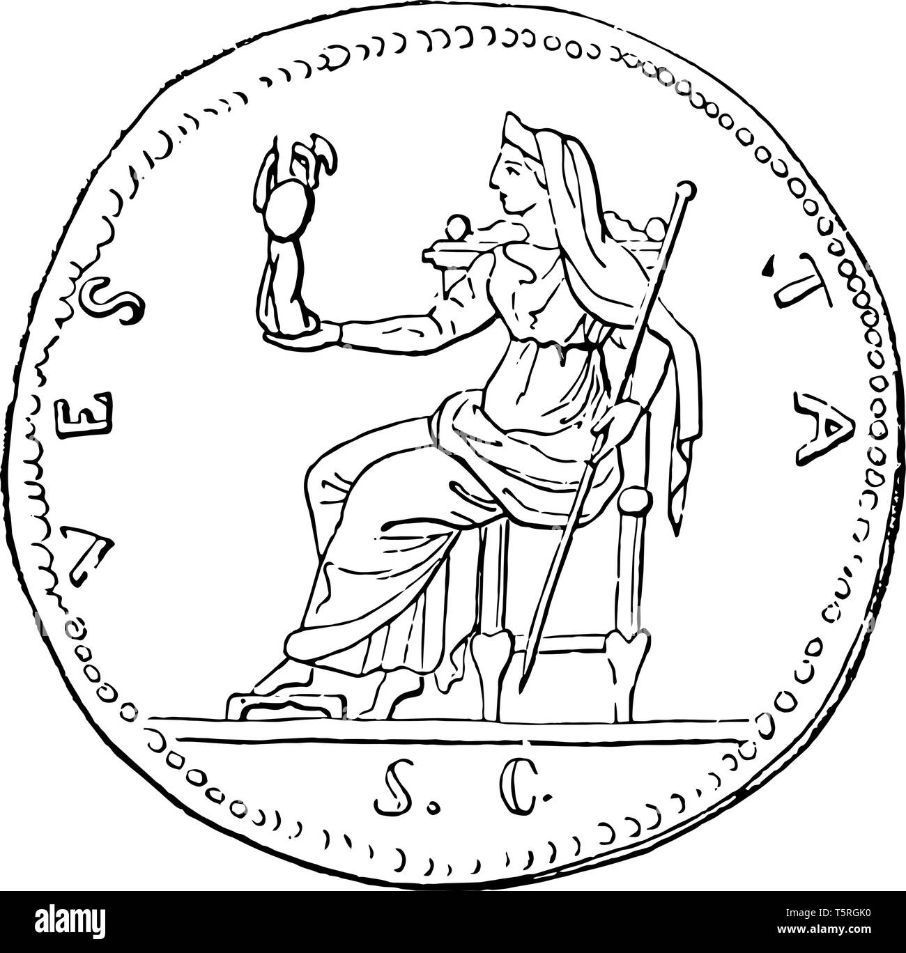 A queen sitting on a chair and holding something with human form in one ...