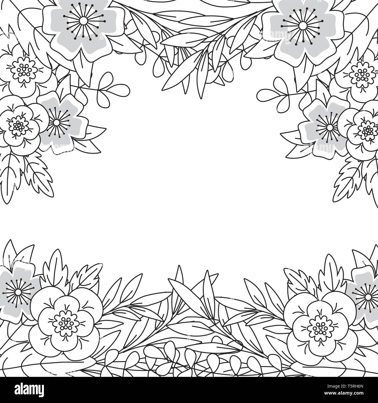 floral nature flowers frame cartoon vector illustration graphic design ...