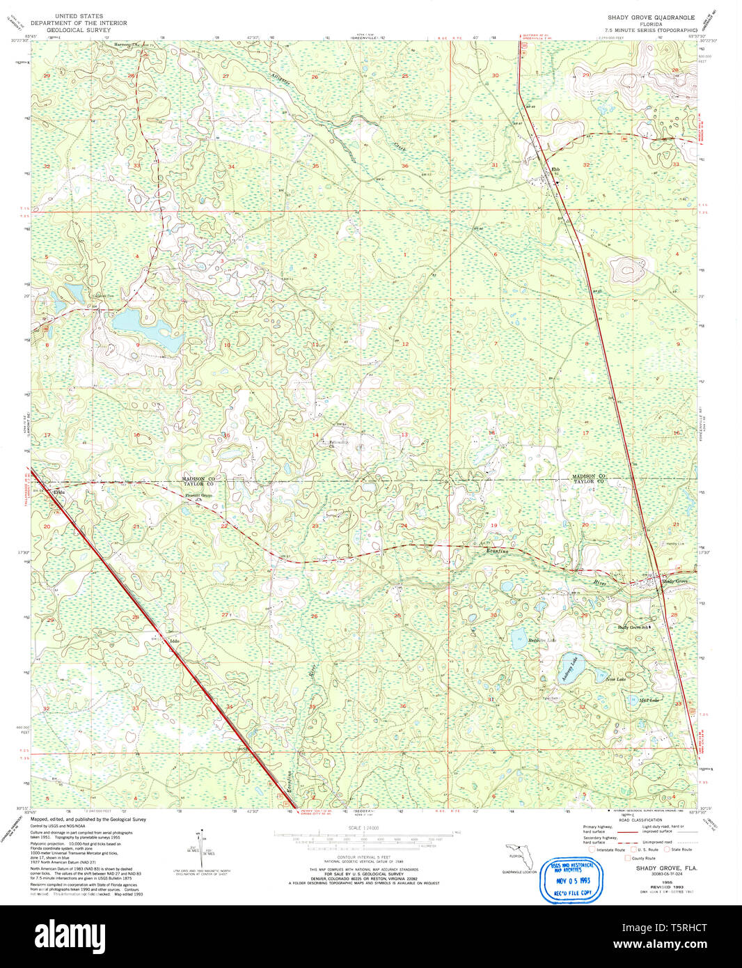 USGS TOPO Map Florida FL Shady Grove 348503 1955 24000 Restoration ...