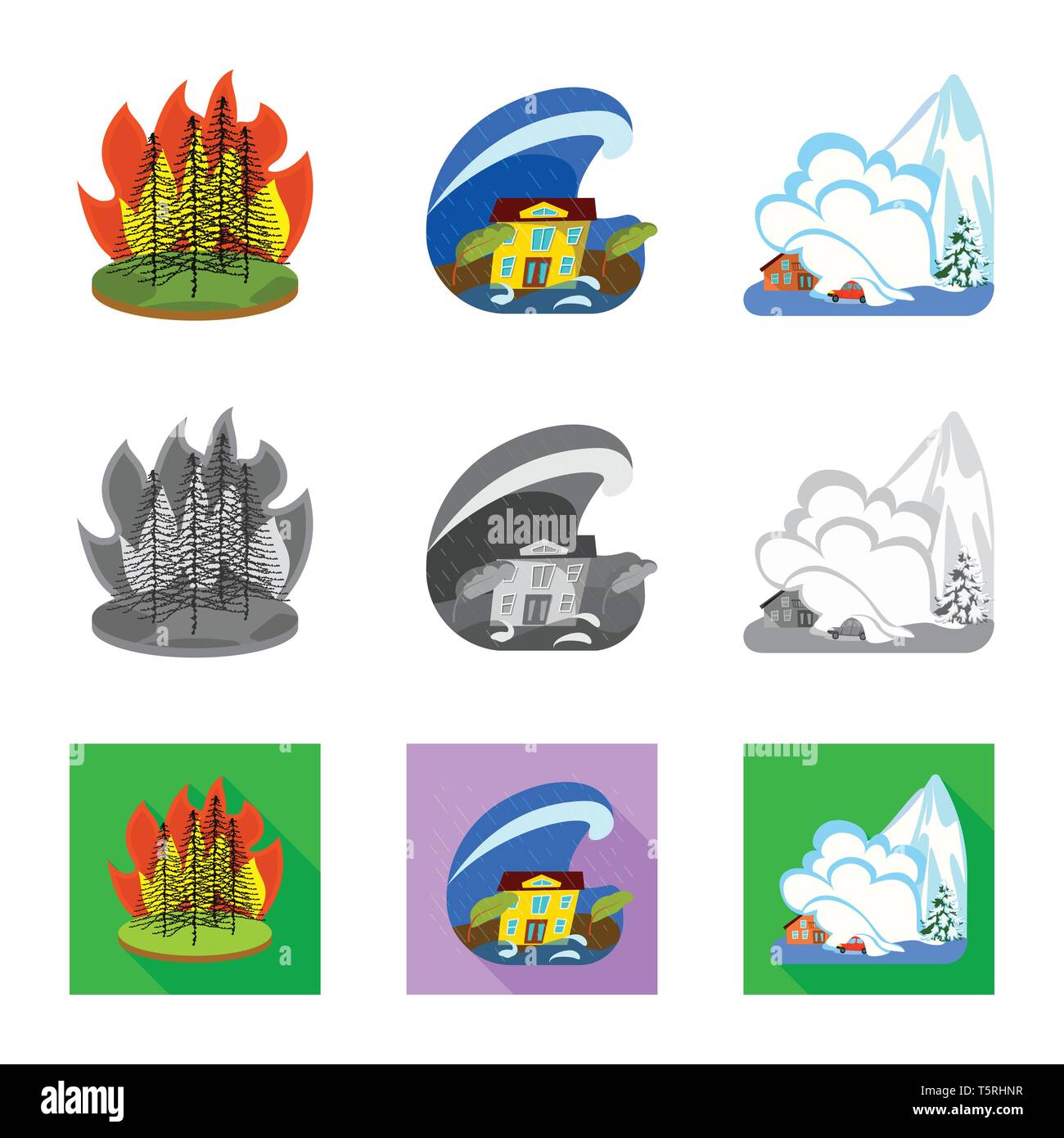 Vector design of weather and distress symbol. Set of weather and crash ...