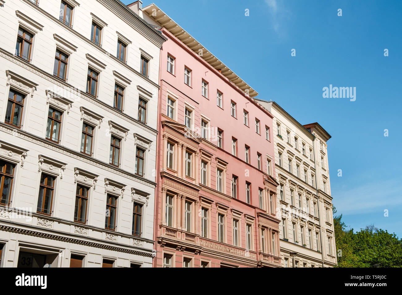 residential building facade - apartment house exterior, street view ...