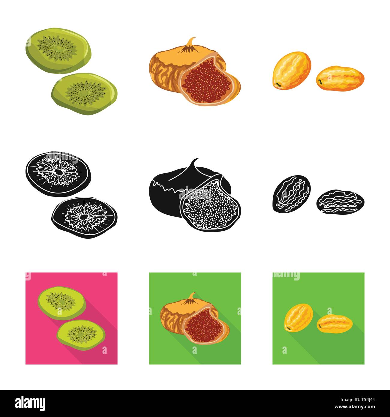 Vector illustration of food and raw symbol. Set of food and nature ...