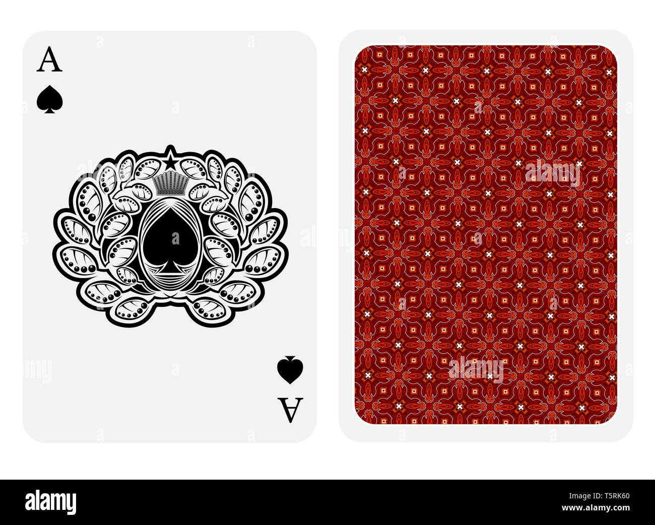 Ace of spades face with spades inside wreath with oval leaves and berry ...