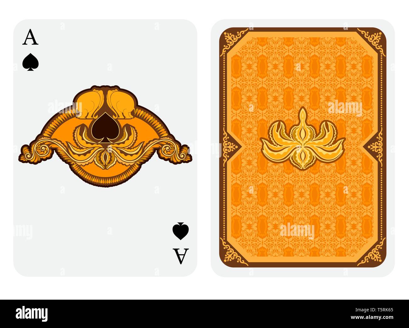 Ace of spades face with spades into lotos floral pattern with elephant ...