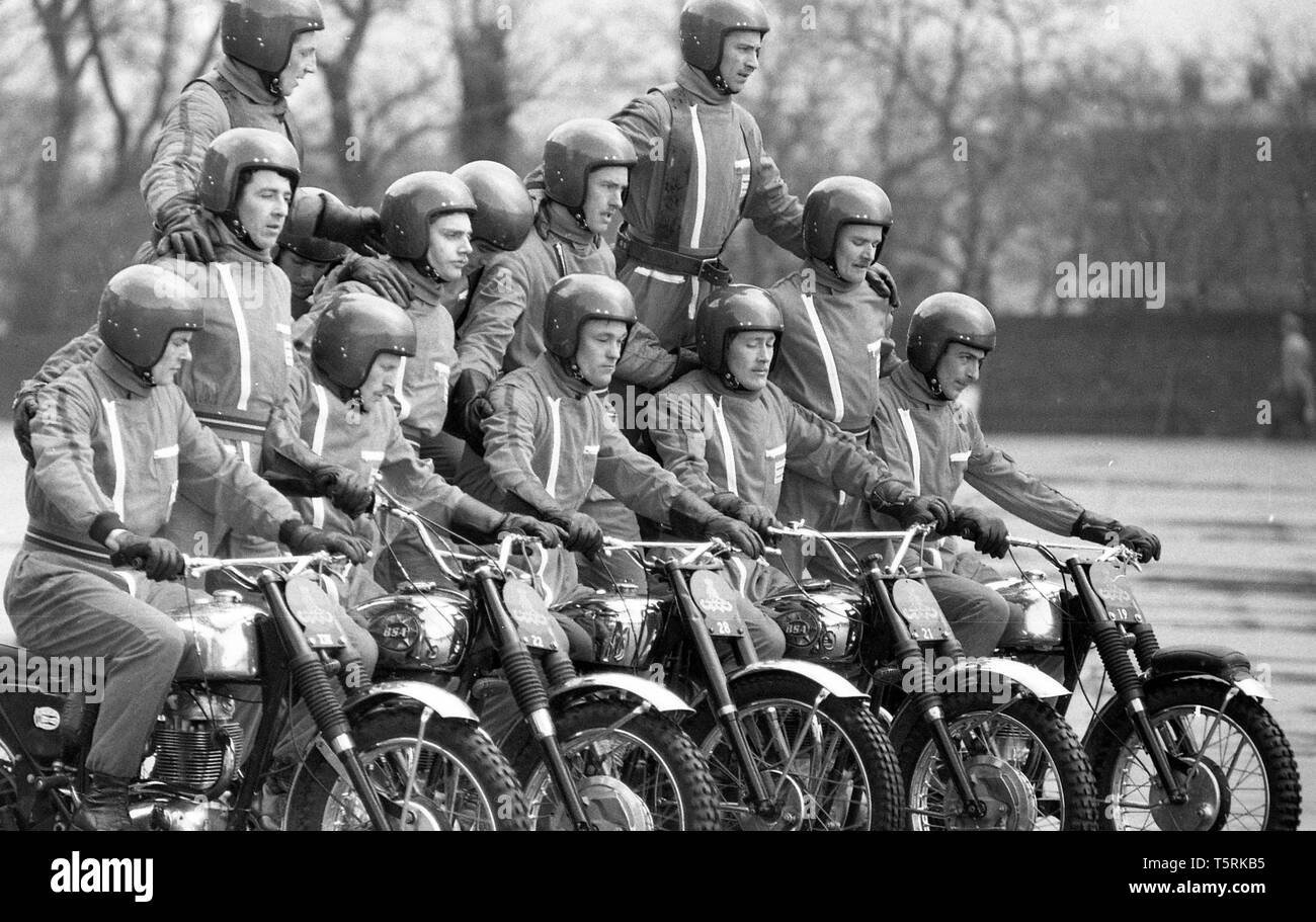 The Royal Artillery Motor Cycle Display Team performing tricks and ...