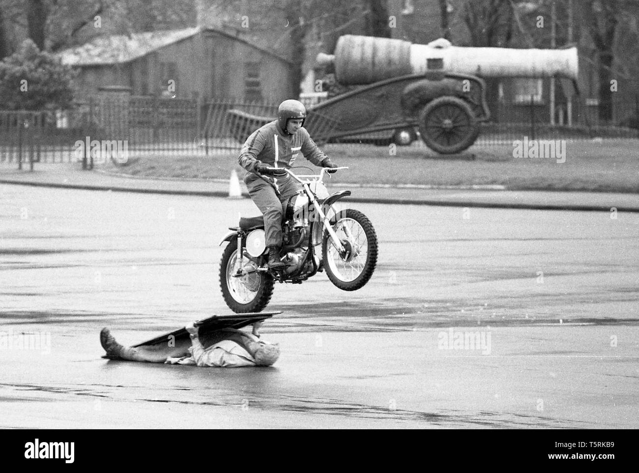 The Royal Artillery Motor Cycle Display Team performing tricks and ...