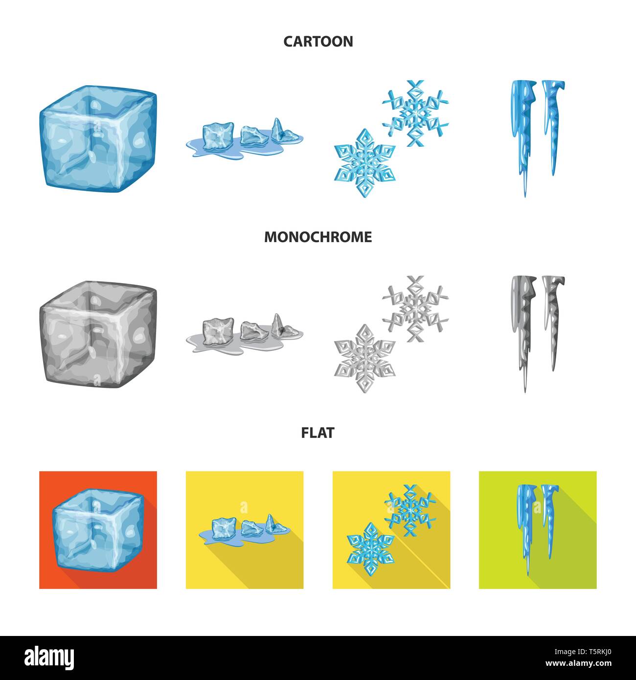 Isolated object of texture and frozen symbol. Set of texture and ...