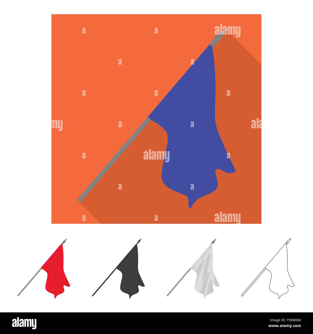 Vector illustration of flag and cloth sign. Set of flag and material ...