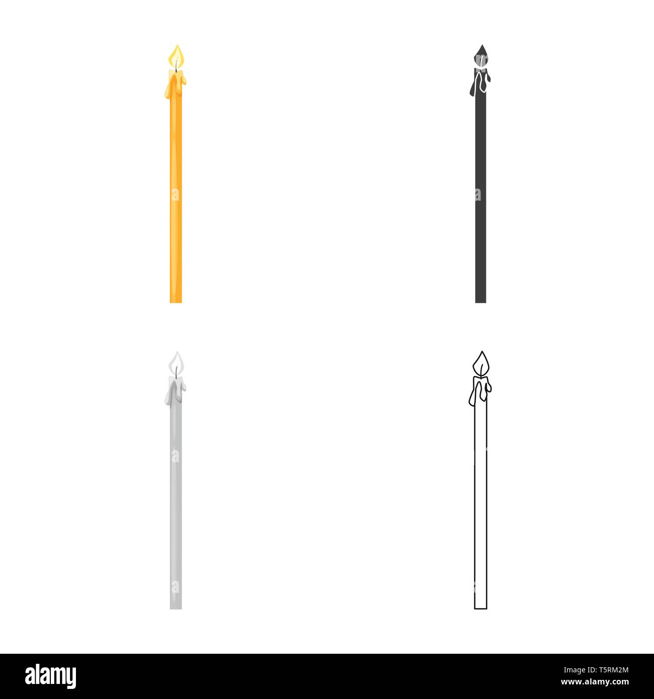 Vector illustration of candle and church sign. Set of candle and lit ...