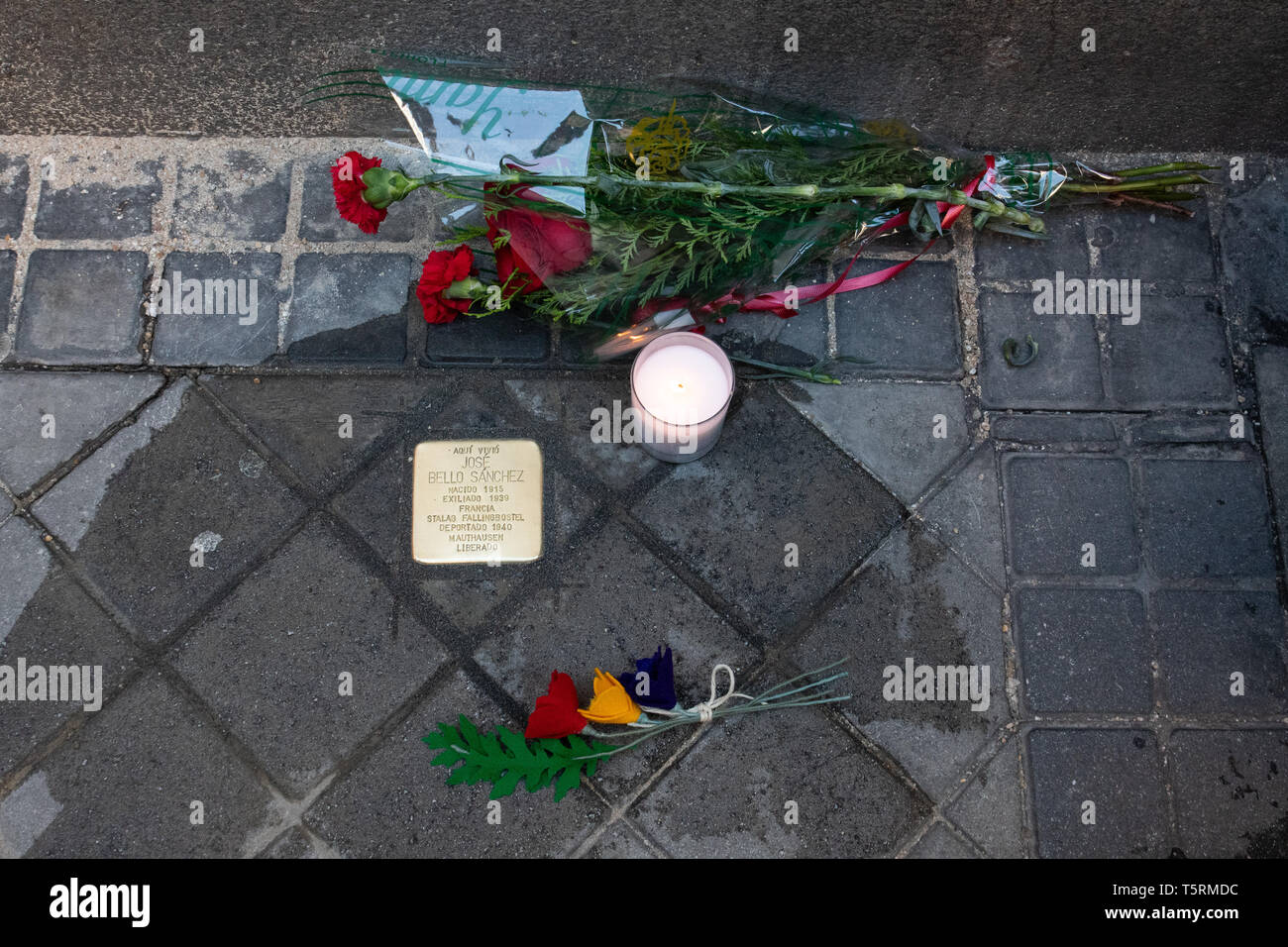 Madrid, Spain. 26th April, 2019. The Stolperstein remembering Jose ...