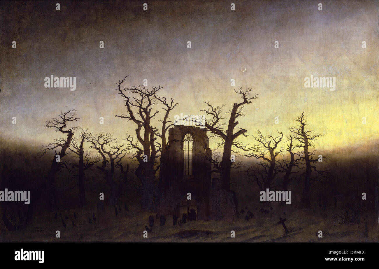 Caspar David Friedrich, The Abbey in the Oakwood, painting, circa 1809 ...