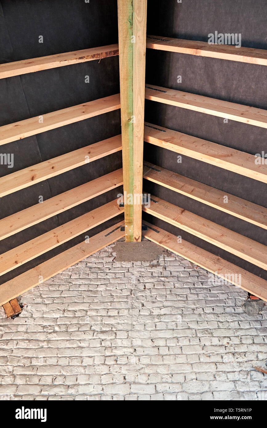 Attic framework under construction and renovation Stock Photo - Alamy