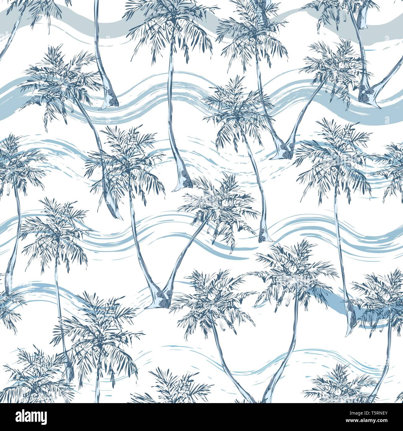 Tropical palm trees seamless pattern on grunge stripes background ...