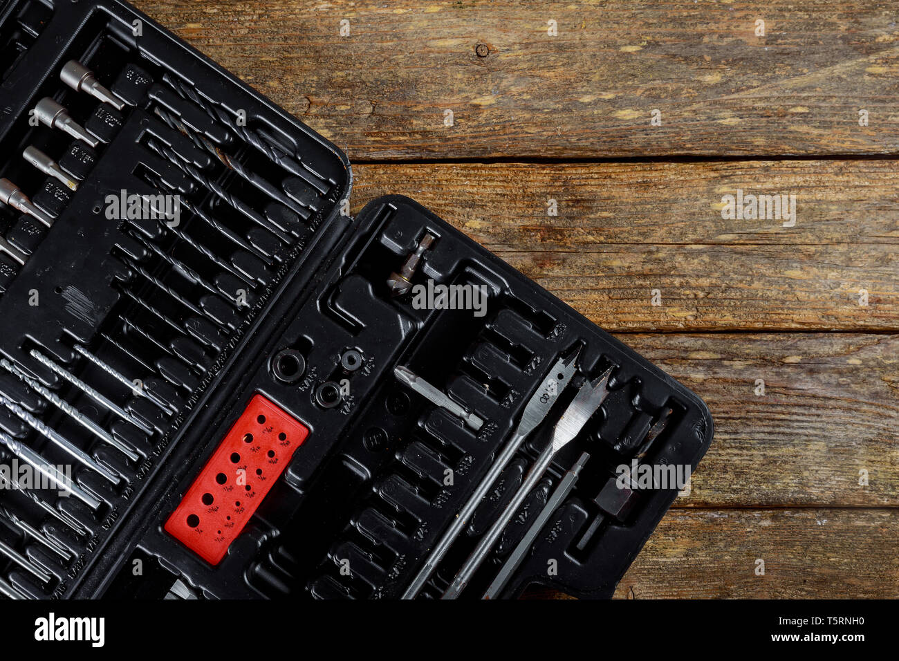 Toolset tool box of hand tools with old and dirty, rusty wrenches, ring ...