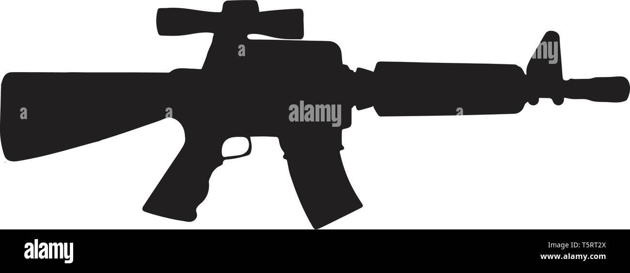 Machine Gun Silhouette Vector