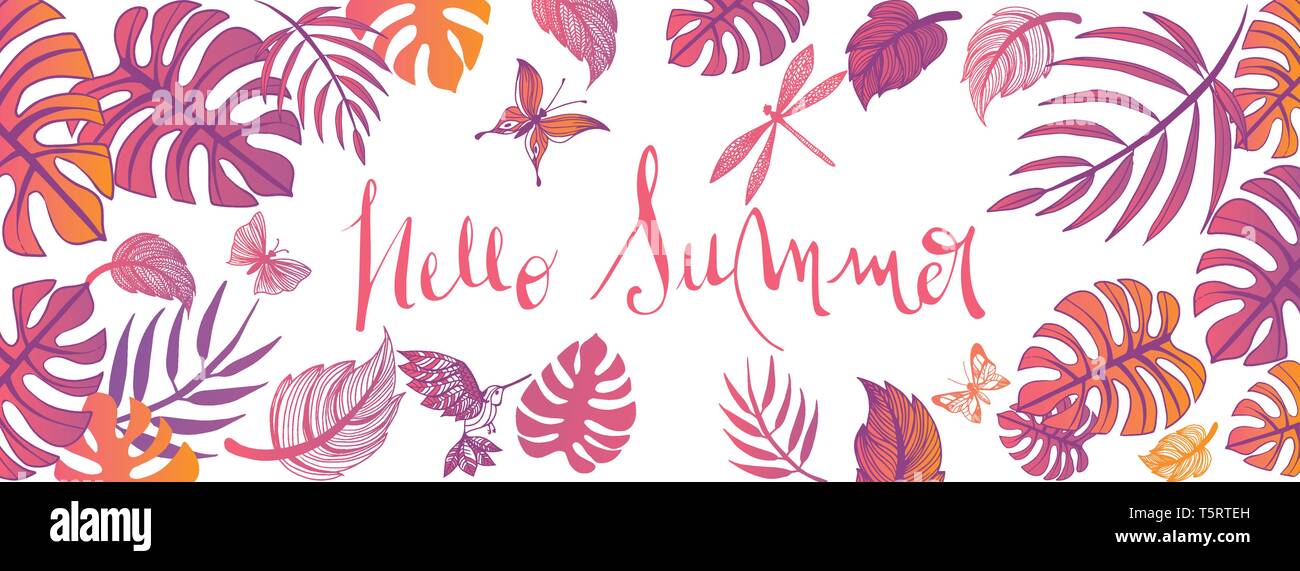 Sweet summer doodles full vector large banner Stock Vector Image & Art ...