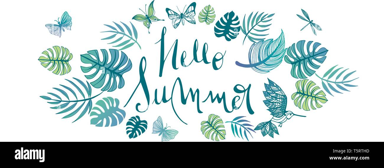 Sweet summer doodles full vector large banner Stock Vector Image & Art ...