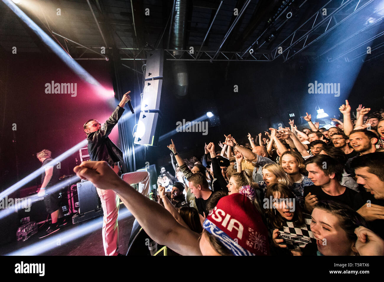 Denmark, Copenhagen - April 24, 2019. The Russian rave music band ...
