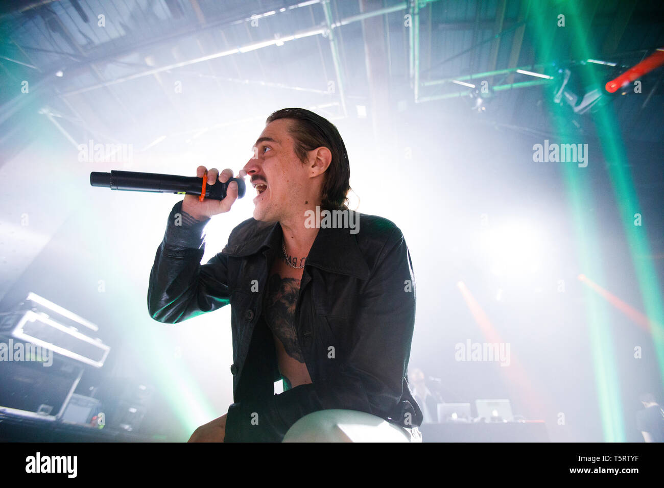 Denmark, Copenhagen - April 24, 2019. The Russian rave music band ...