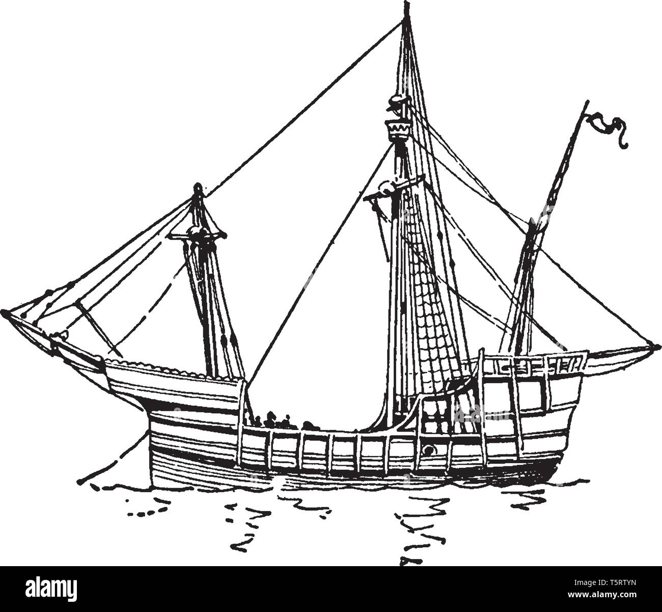 Pinta is a ship that came to America with Columbus, vintage line ...