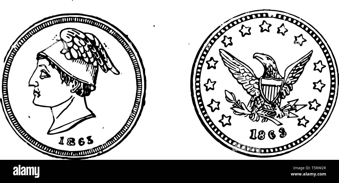 A picture showing a War token with head with winged cap obverse and ...