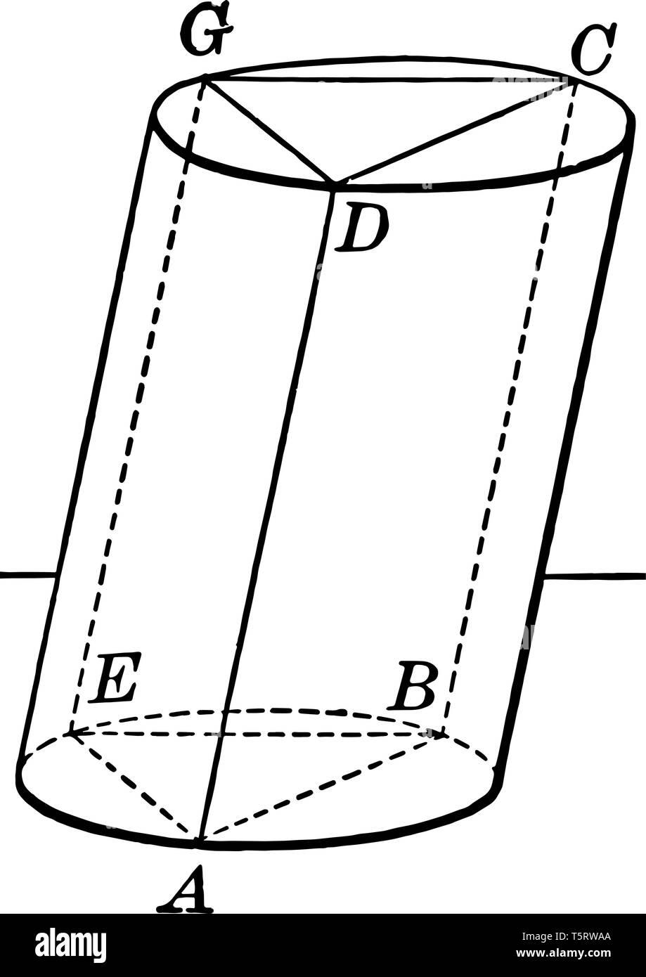 The image shows the triangle Prism inscribed in Cylinder. There is a ...
