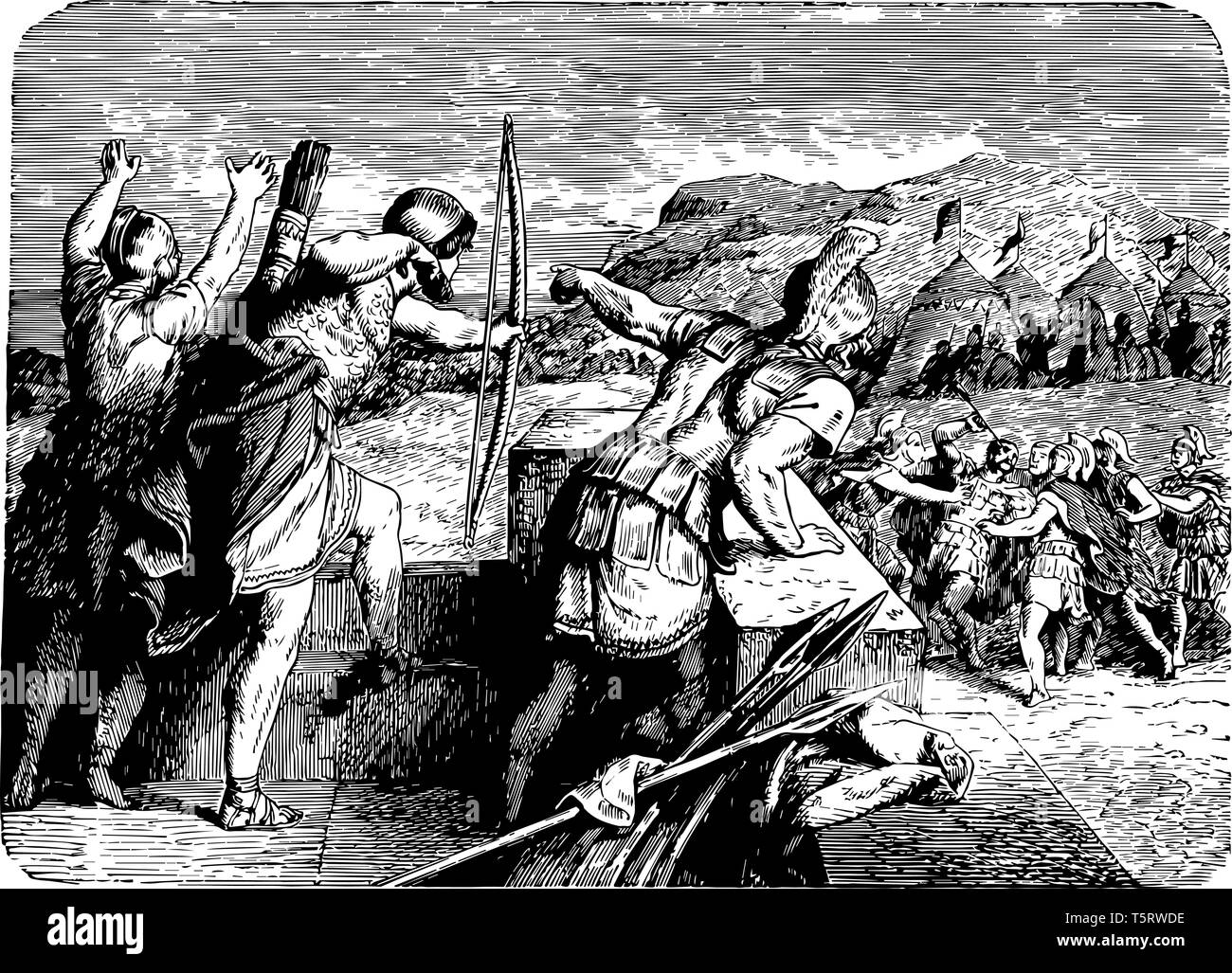 The scene where Astor drew an arrow to Philip's right eye, vintage line ...