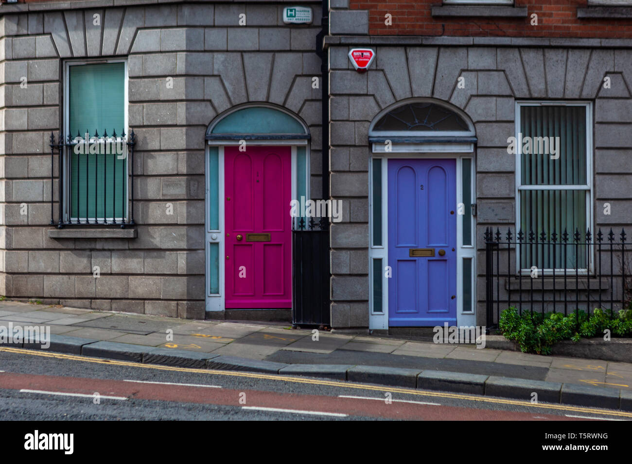 Dublin, Ireland – March 2019. colorful doors at streets of Dublin Stock ...