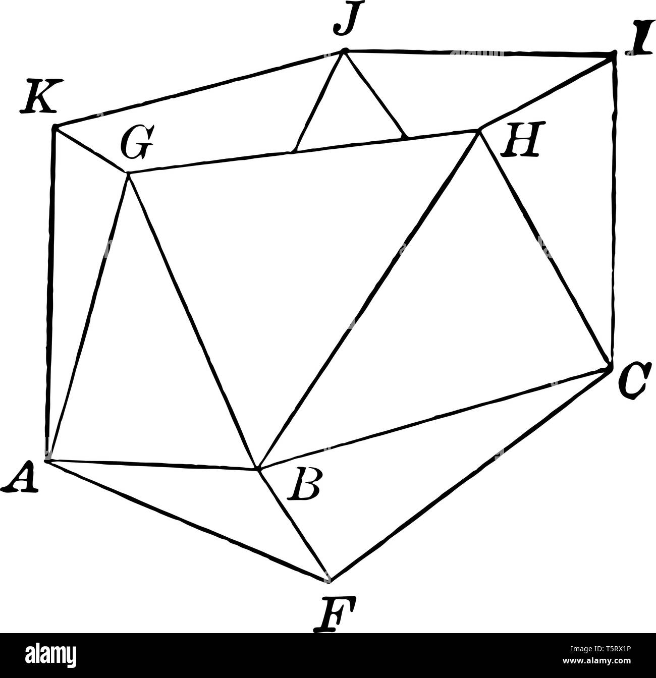 Illustration of the lower part of an icosahedron. The base consists of ...