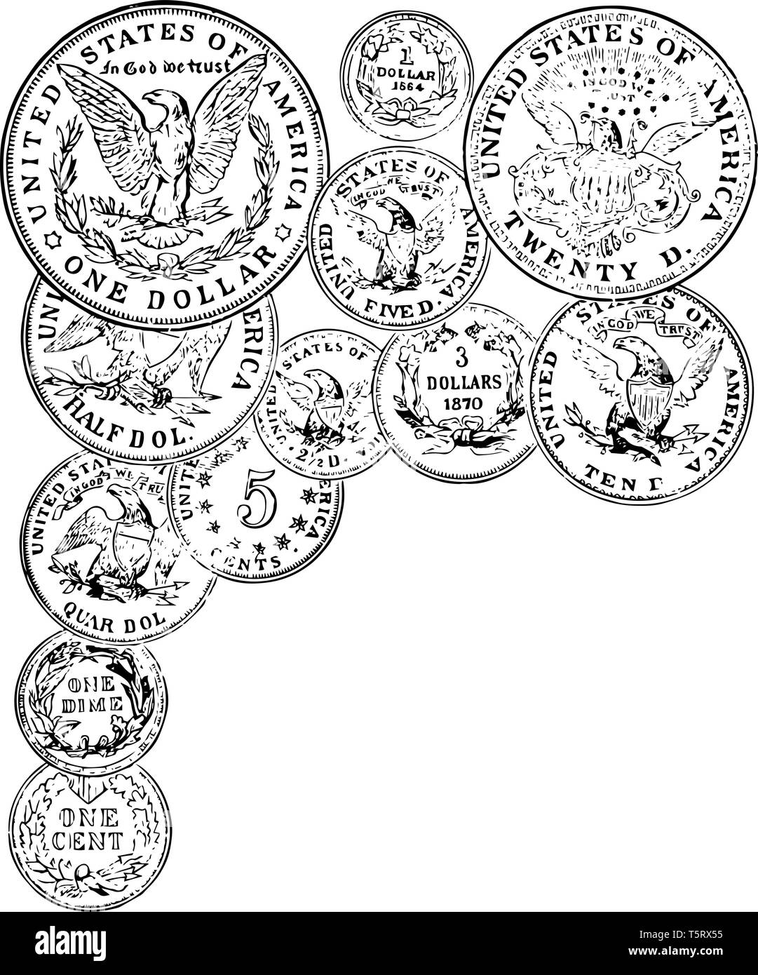 All coins shown in the picture, there are from the United States ...