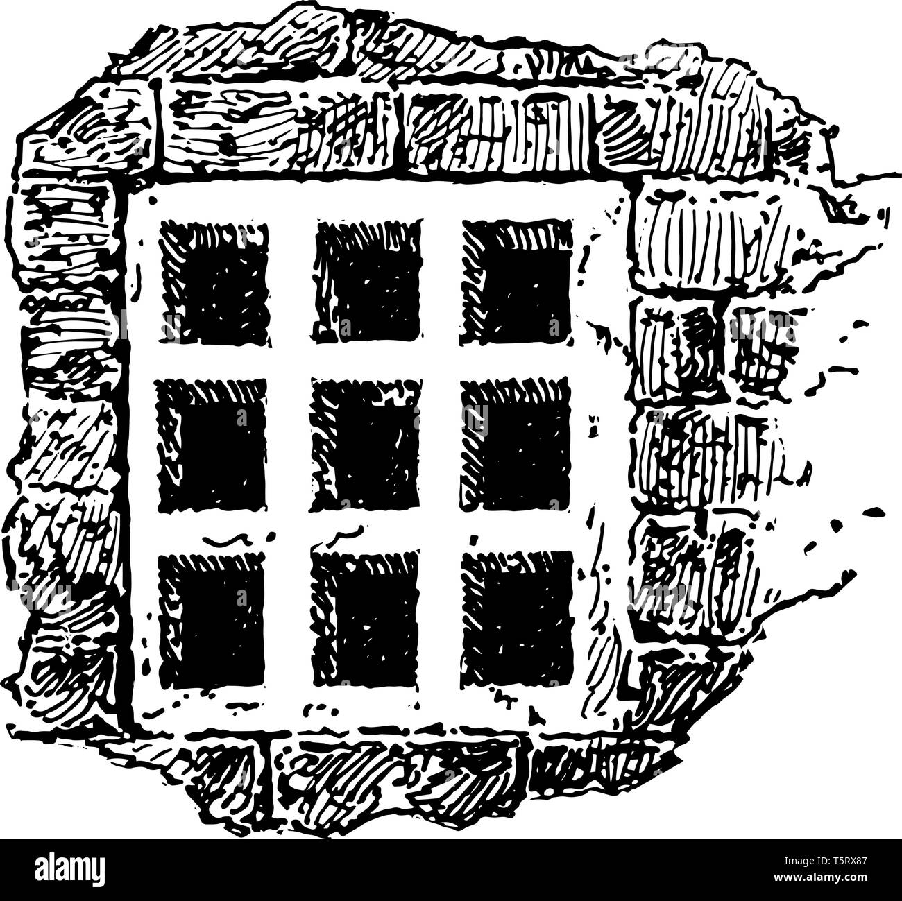 This is the image of the window. The window is divided into 9 equal ...