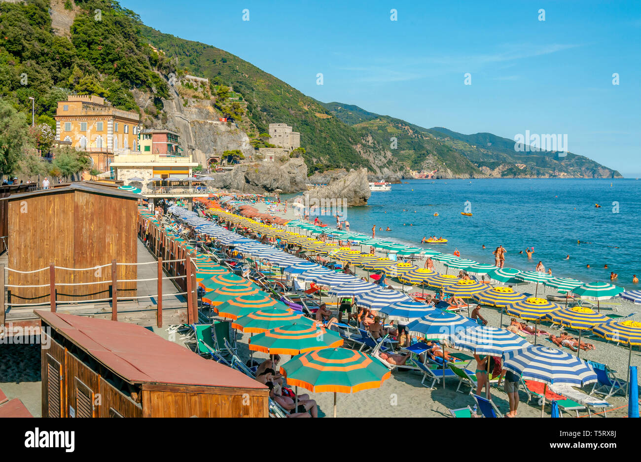 Beach of Monterosso al Mare at the Ligurian Coast, North West Italy ...