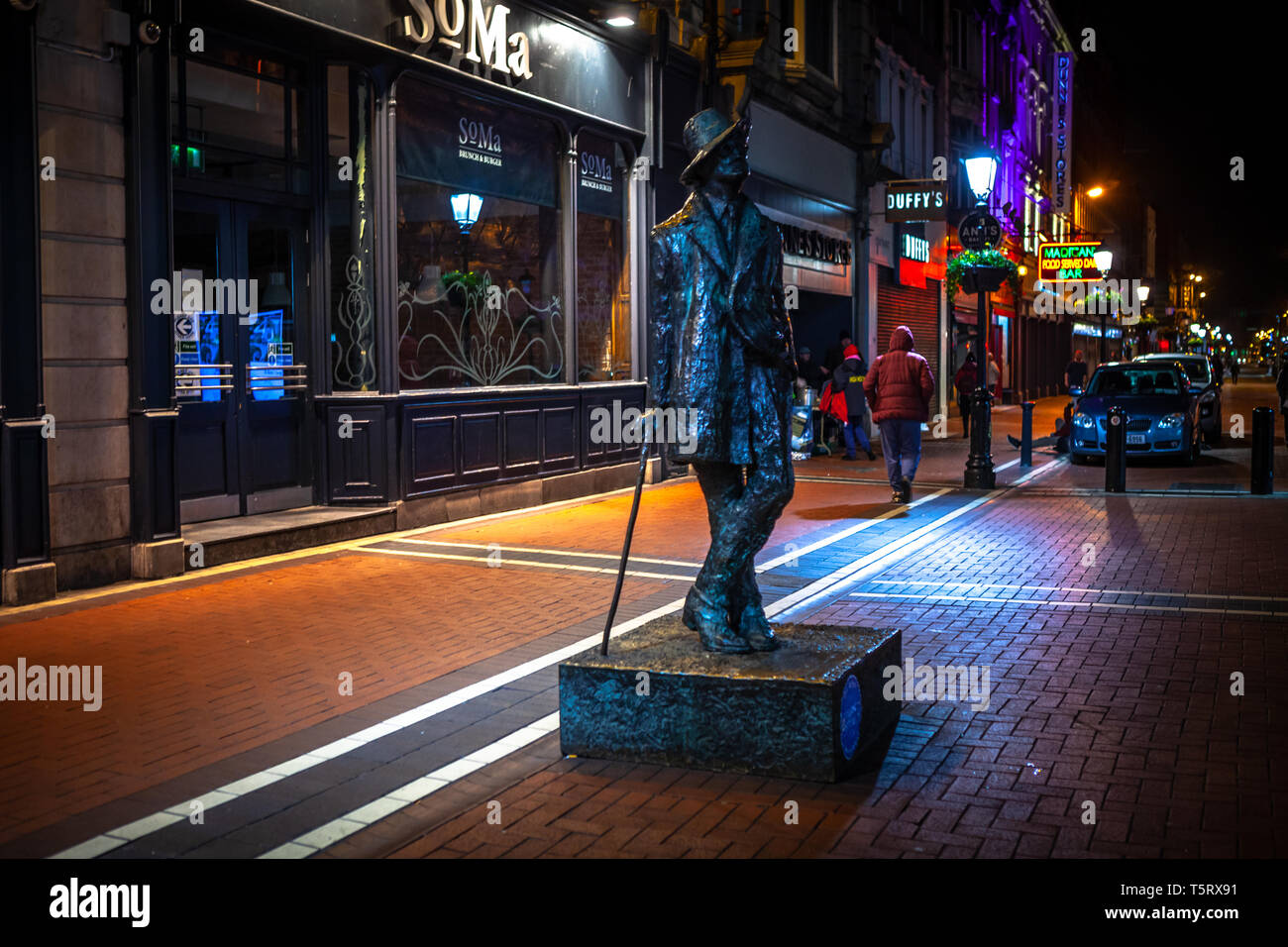 Dublin, Ireland – March 2019. James Joyce Statue depicting the ...