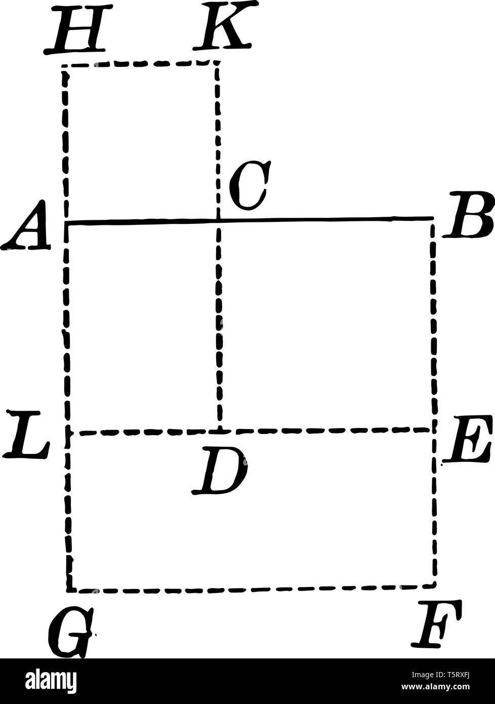 An image that shows a square. Square built on the difference of lines ...