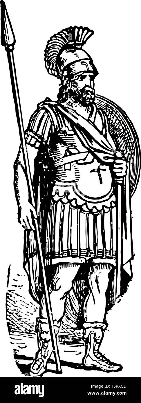 Roman Armor used by the ancient Romans in battle, vintage line drawing ...